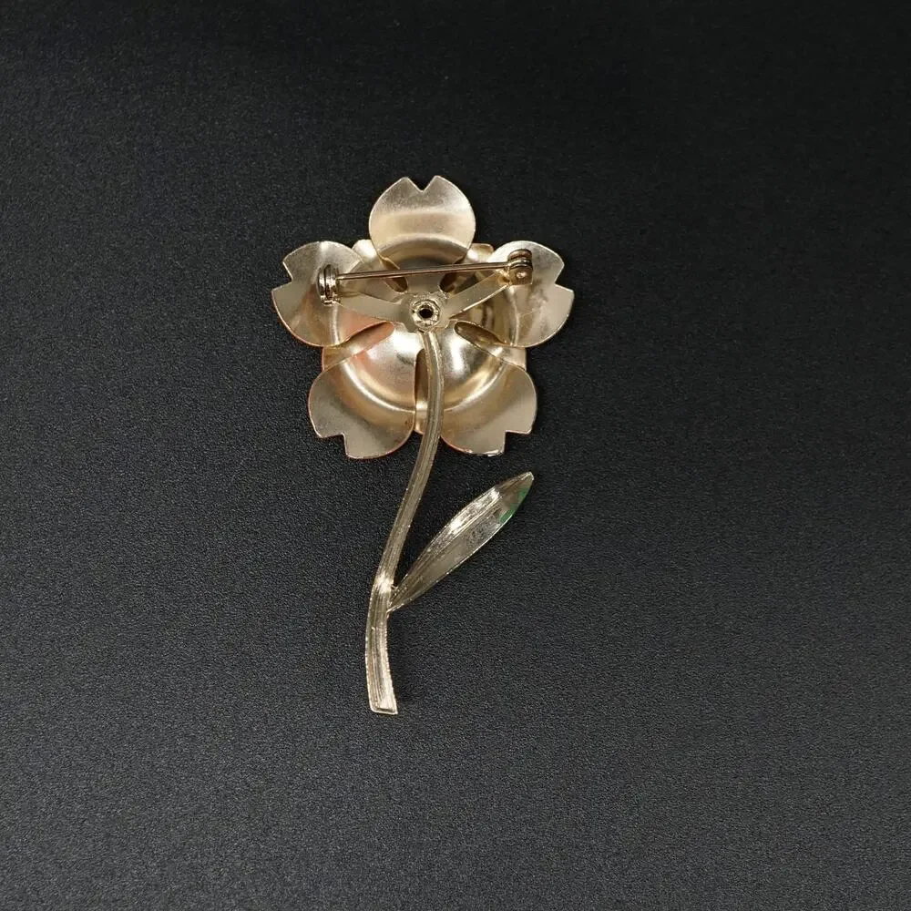 Unbranded | Jewelry | Vintage Mod Orange Enamel 3 In Floral Brooch ...